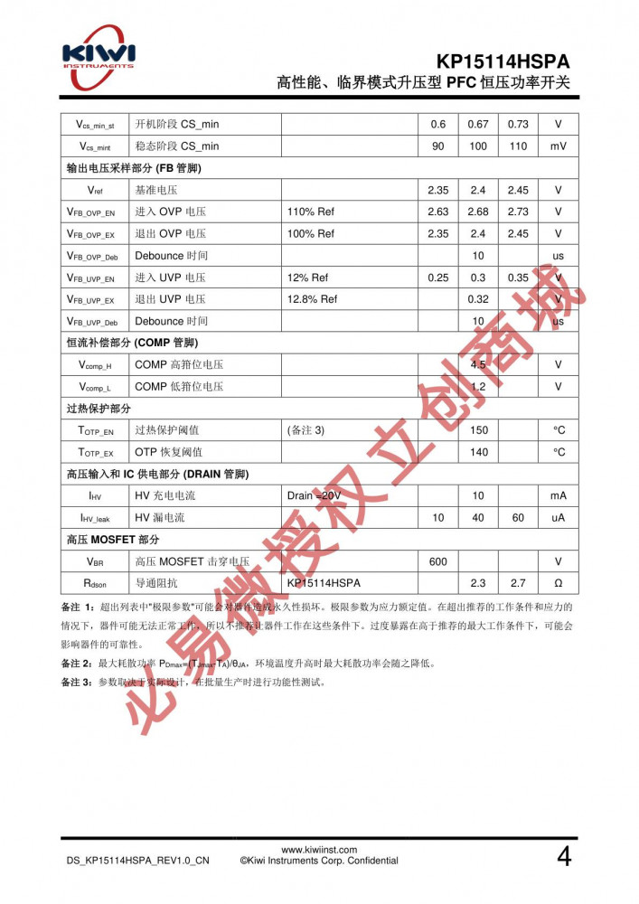 KP15114HSPA datasheet page 4