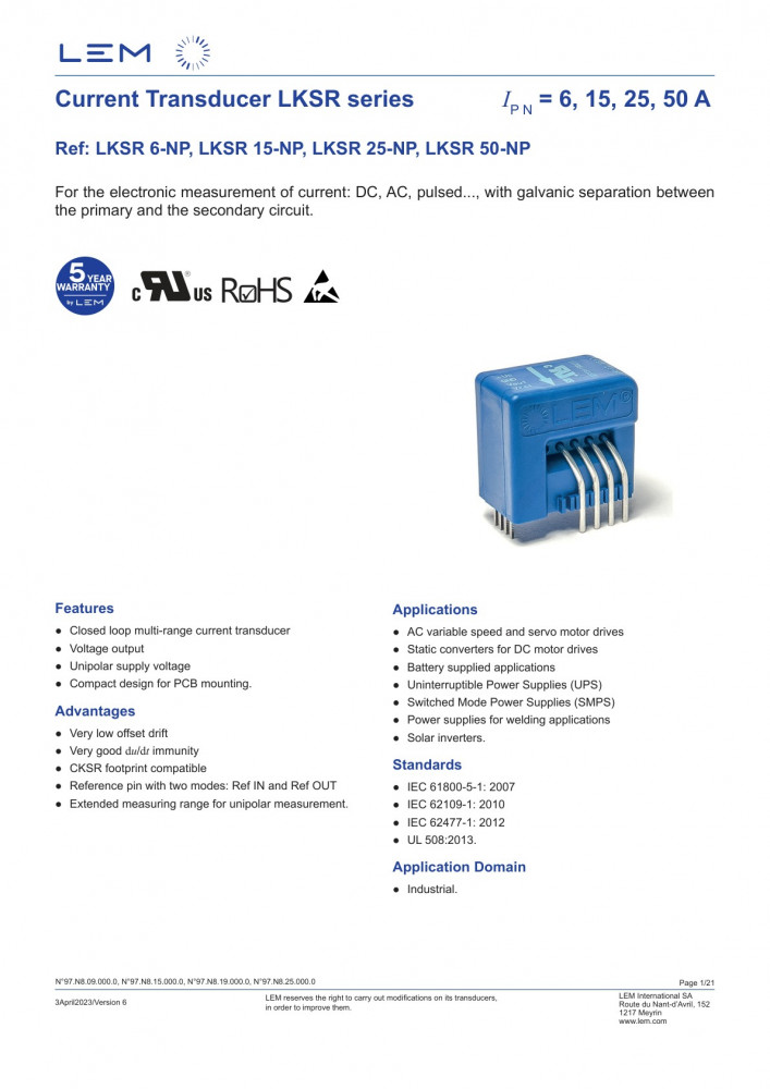 LKSR datasheet page 1