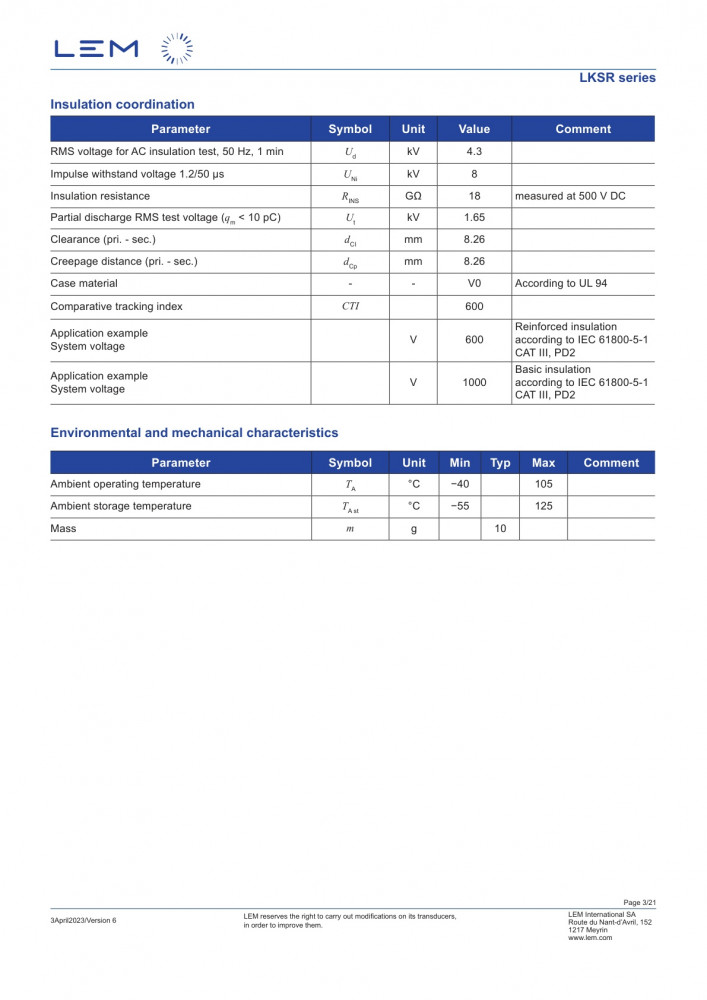 LKSR datasheet page 3