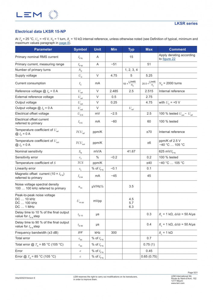 LKSR datasheet page 5