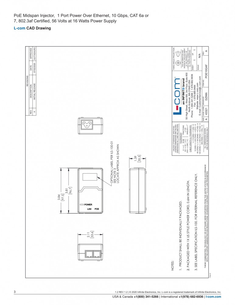 L-com POE10GAF technical document page 3