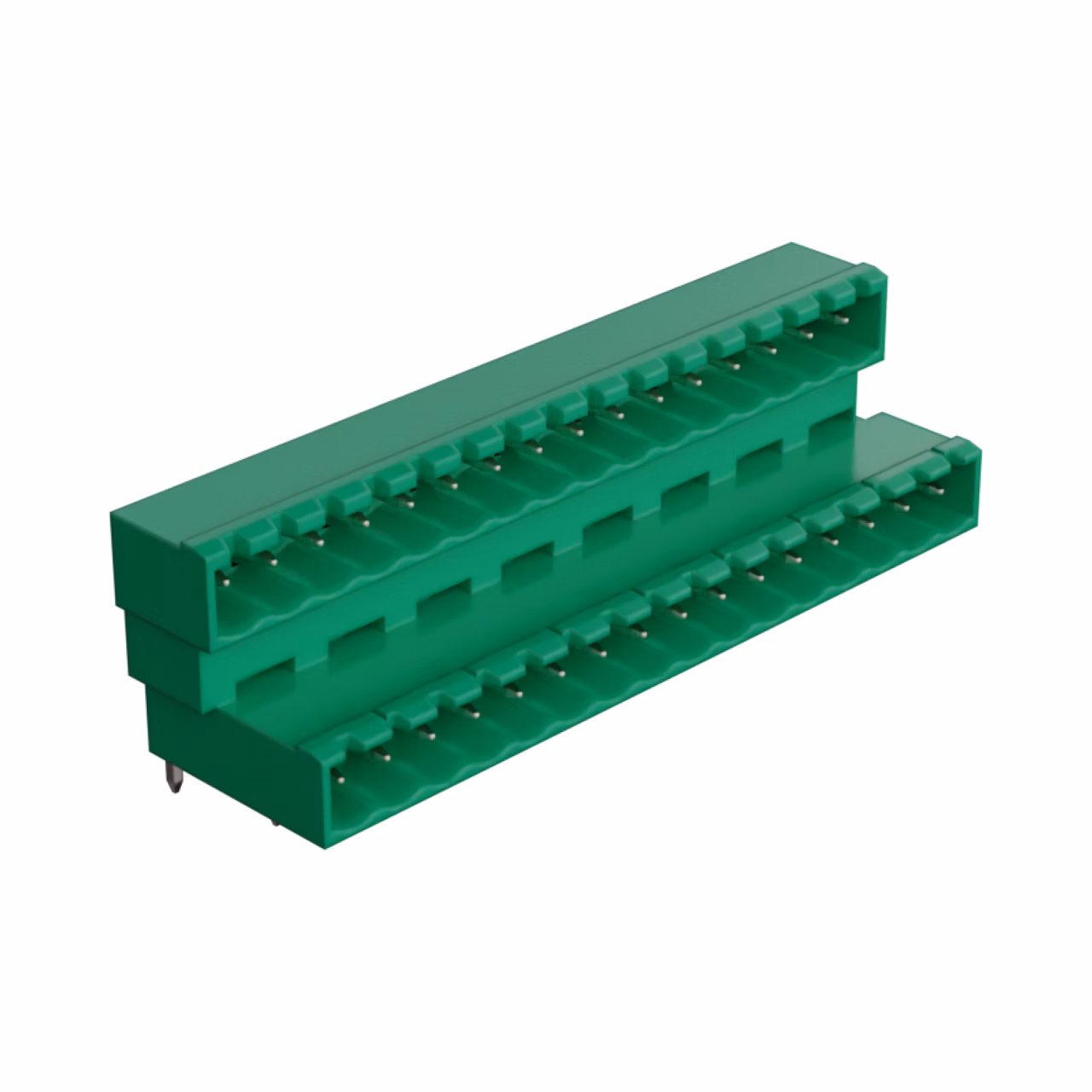5.00mm Pitch Eurostyle Horizontal Dual Level PCB Header, Closed Ends, Green Housing, 32 Circuits for sale
