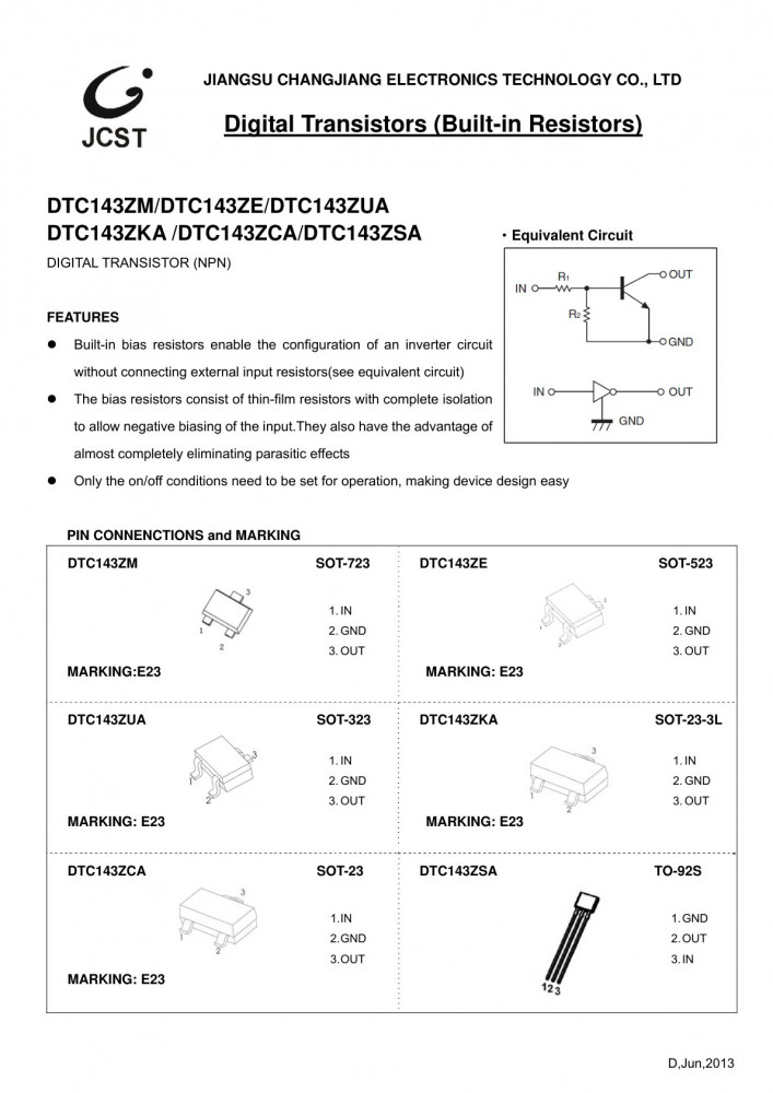 DTC143ZCA datasheet page 1