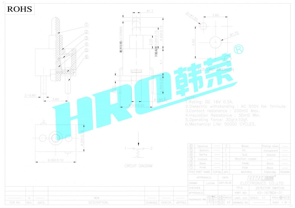 K5-1678DA-01 technical drawing page