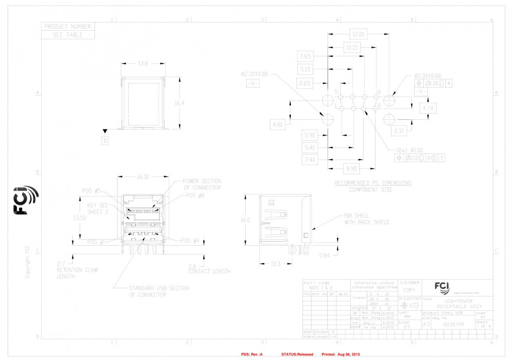 Amphenol 10135709 drawing page 1