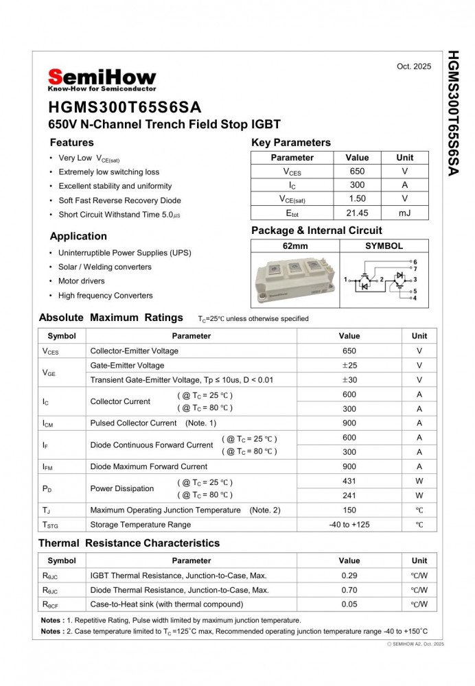 HGMS300T65S6SA document preview, page 1
