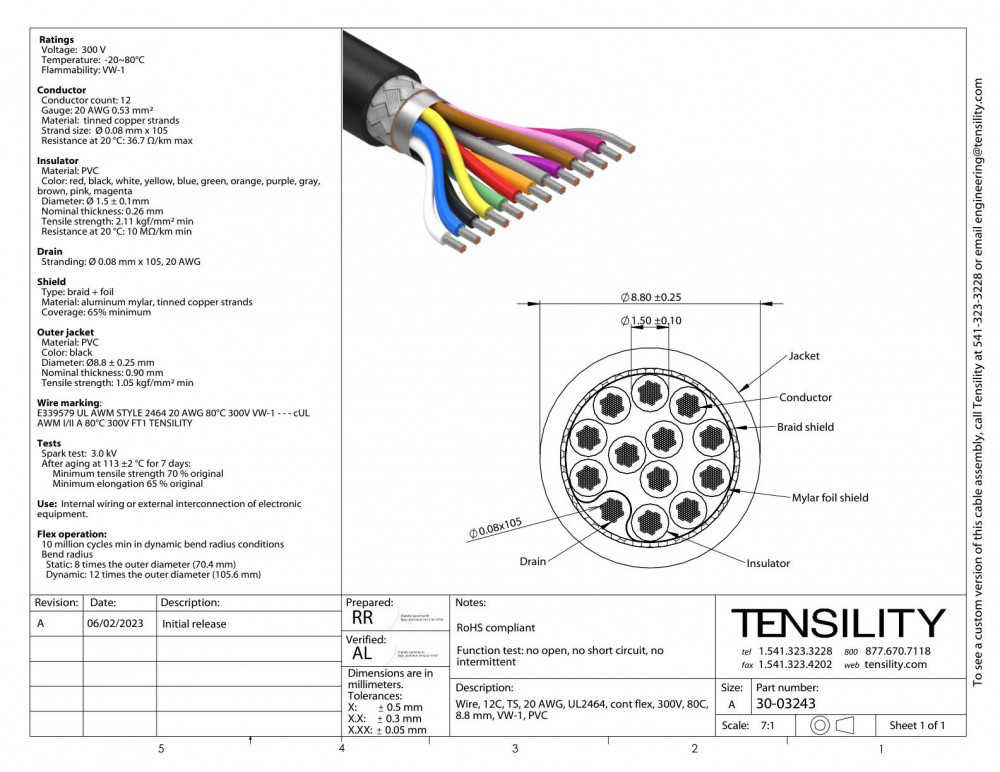 Tensility International 30-03243 cable drawing
