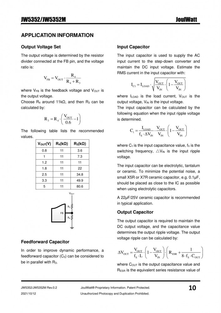 JW5352M datasheet page 10