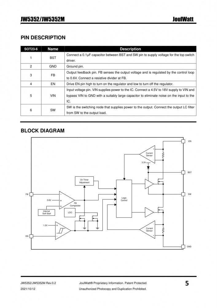 JW5352M datasheet page 5
