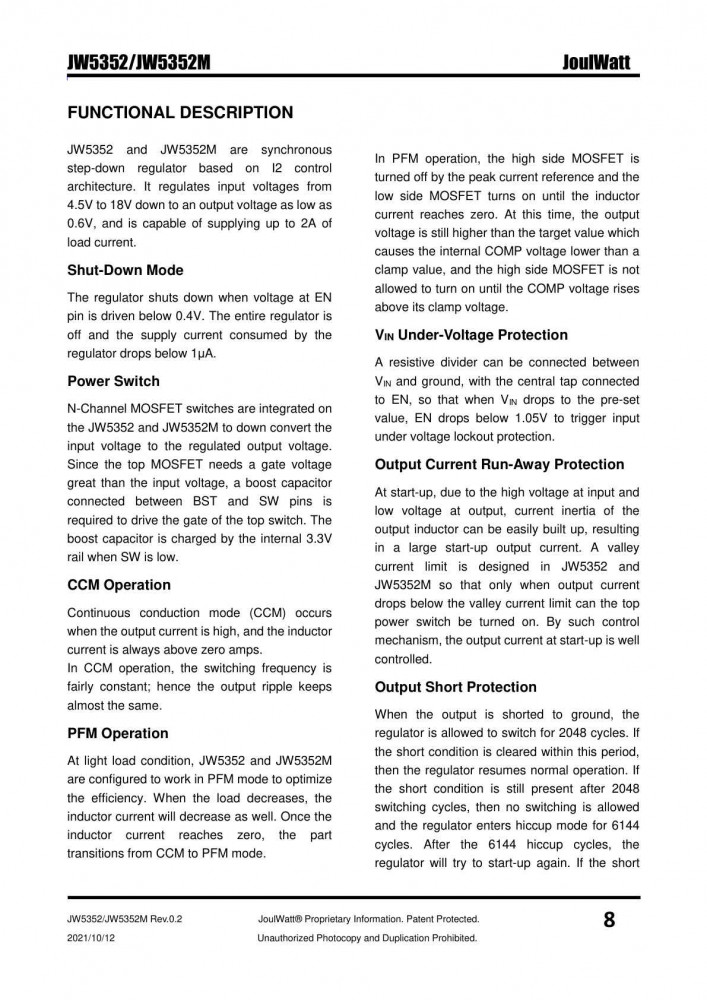 JW5352M datasheet page 8