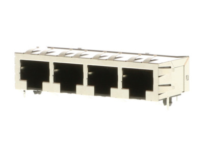 Modular Jack, Right-Angle, Low Profile, 6/4, 4 Ports