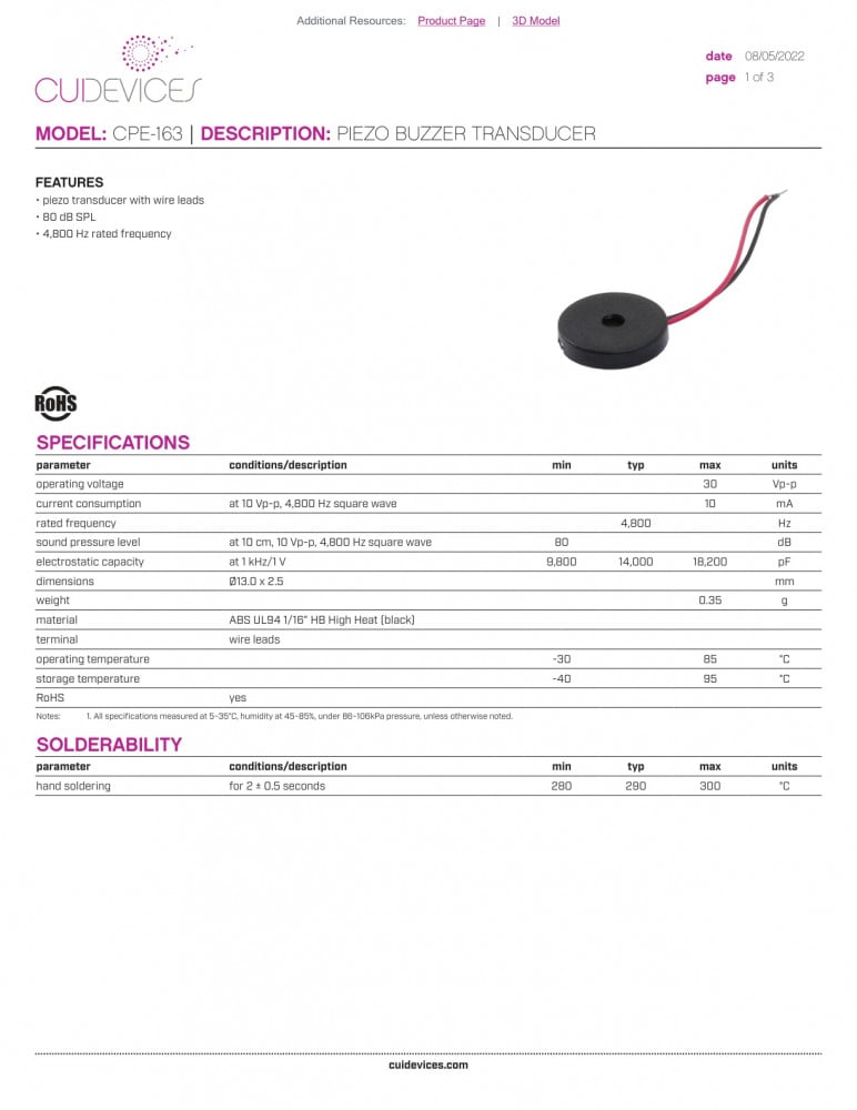 CPE-163 technical document page 1