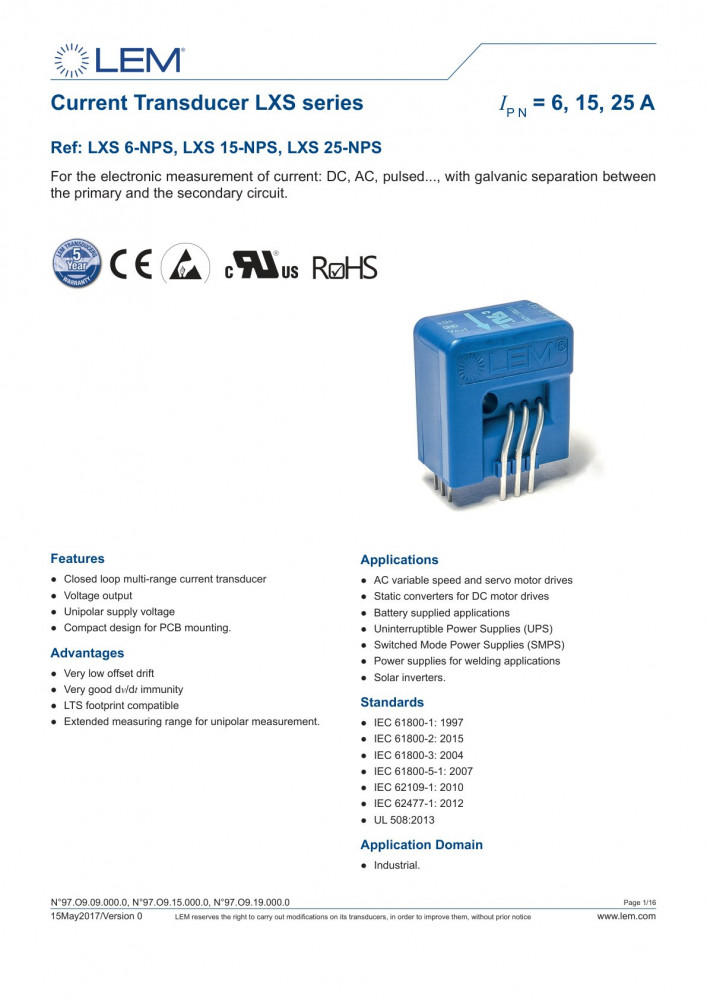 LXS 25-NPS datasheet page 1