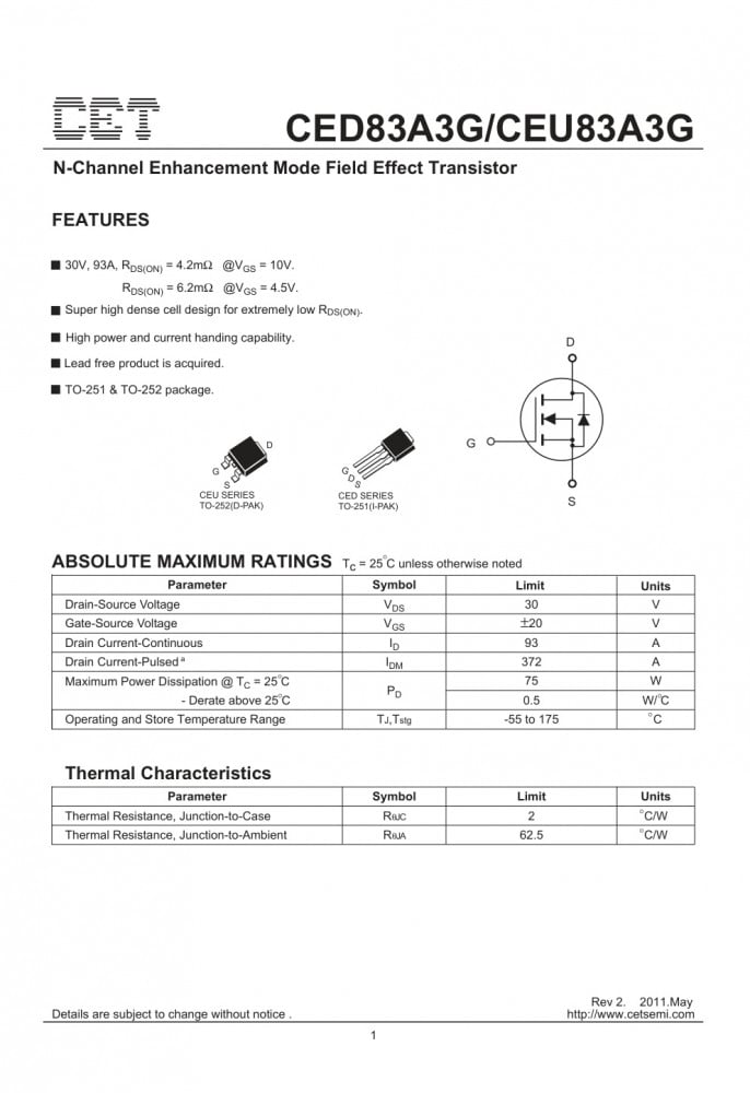CED83A3G datasheet page 1