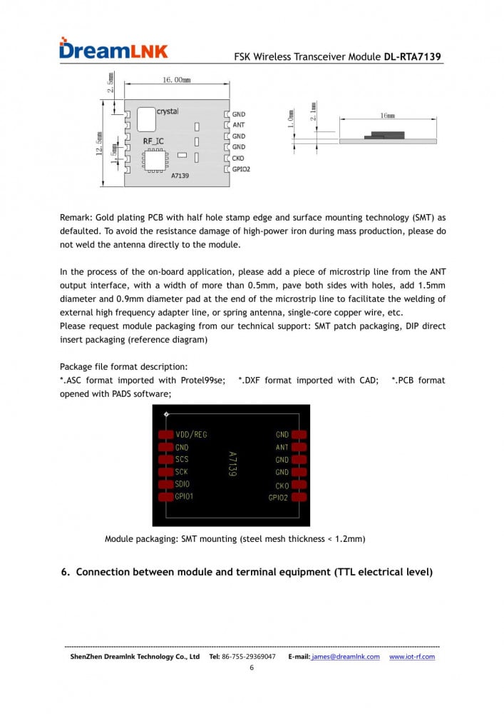 DL-RTA7139-433M datasheet page 6