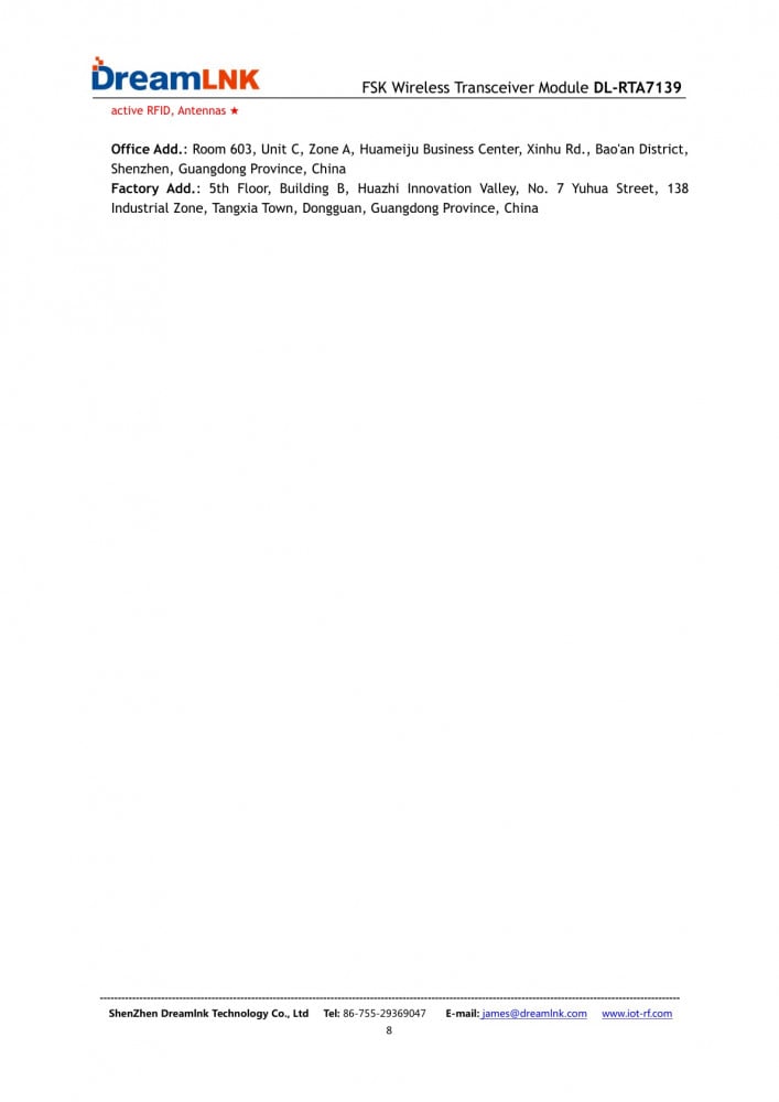 DL-RTA7139-433M datasheet page 8
