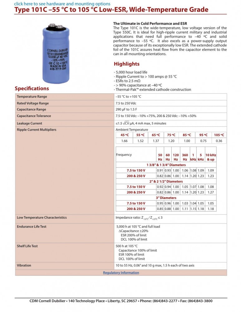 101C datasheet page 1