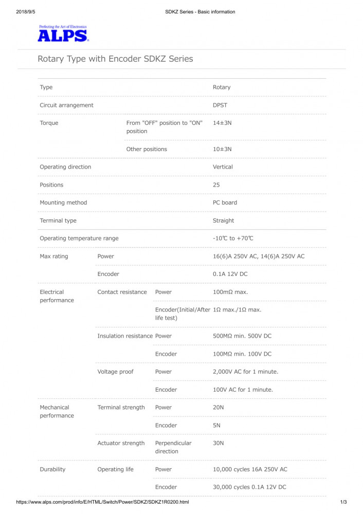 SDKZ1R0200 technical drawing page 1