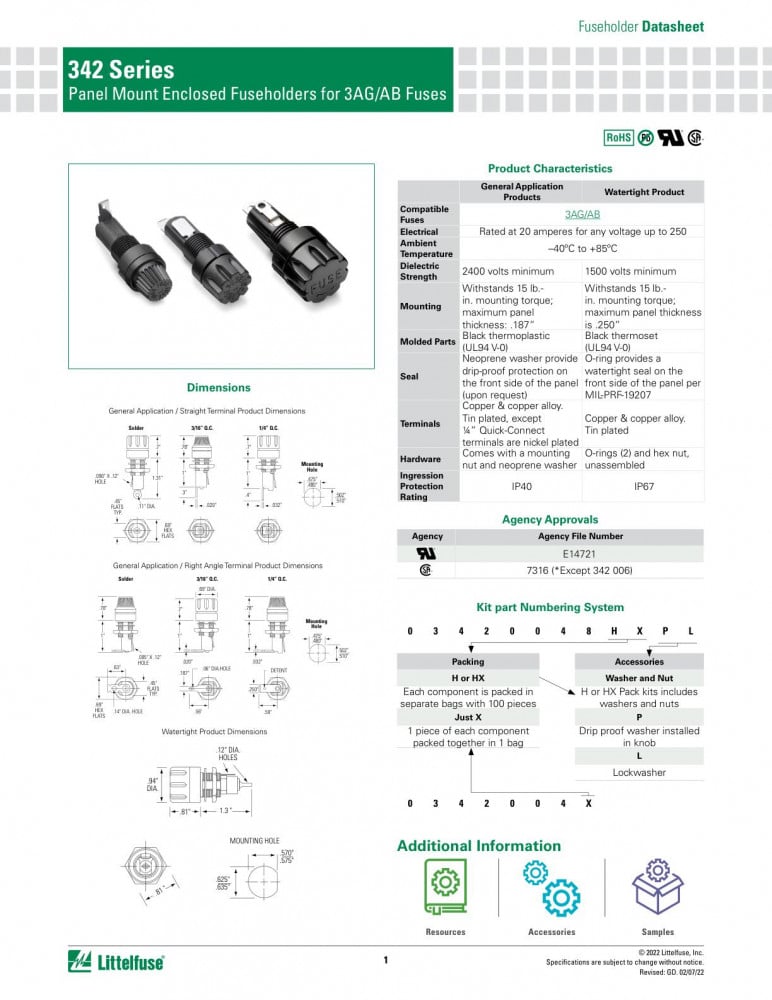 Littelfuse 03420838H technical document page 1