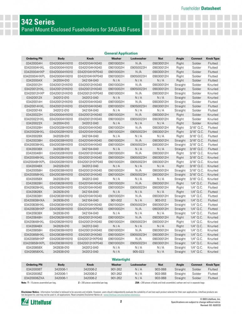 Littelfuse 03420838H technical document page 2