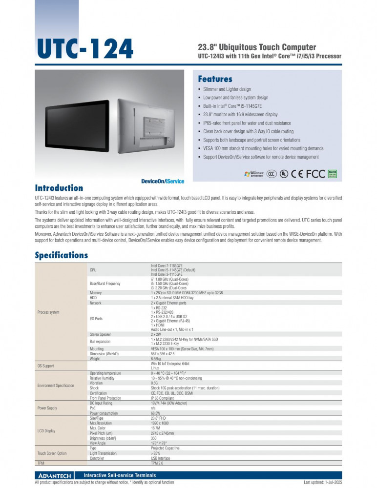 UTC-124I3 technical document page 1