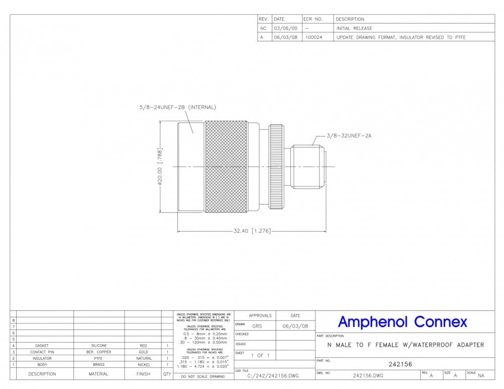 Amphenol 242156 technical drawing