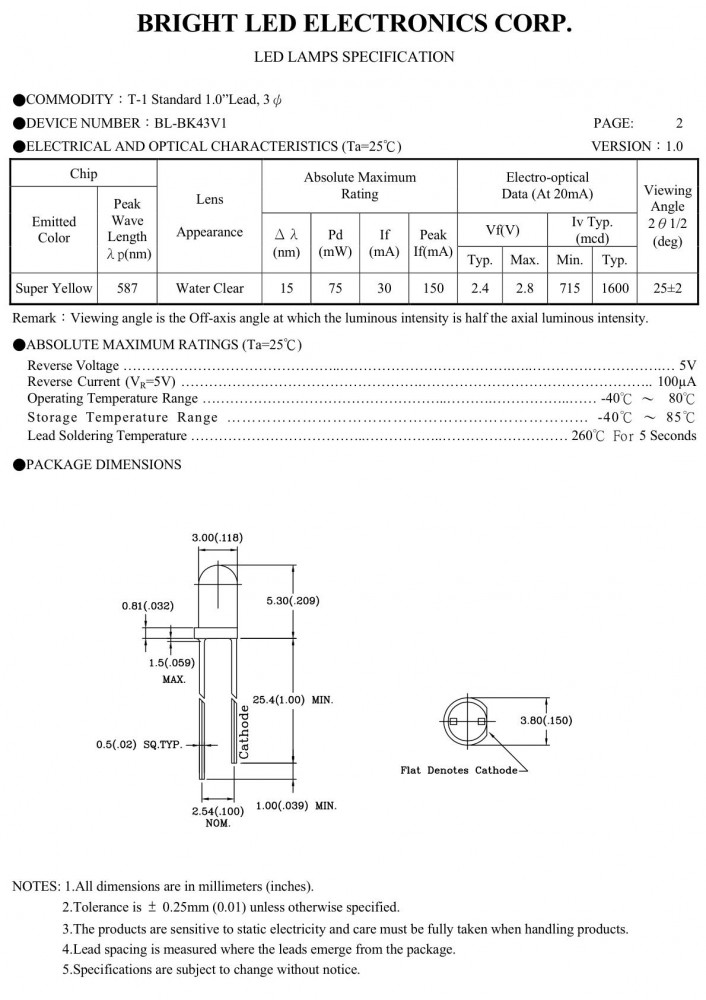 BL-BK43V1 specification page 1