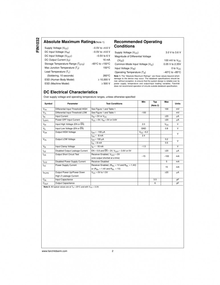 FIN1032 datasheet page 3
