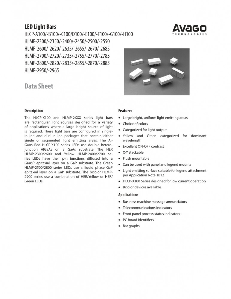HLMP-2550 datasheet page 1