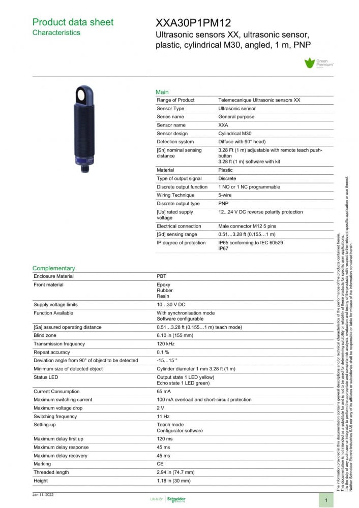 XXA30P1PM12 technical document page 1