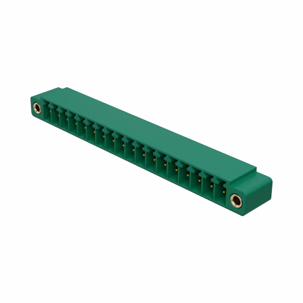 3.50mm Pitch Eurostyle Right-Angle PCB Header, with Threaded Retention Inserts, Green Housing, Gold (Au) Plated, 18 Circuits for sale