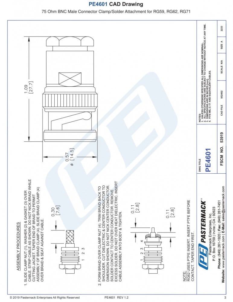 Pasternack PE4601 technical document page 3