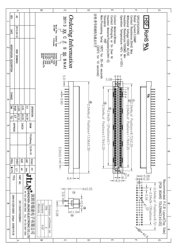 JILN 3511320CFSS0BNA1 DIN41612 drawing