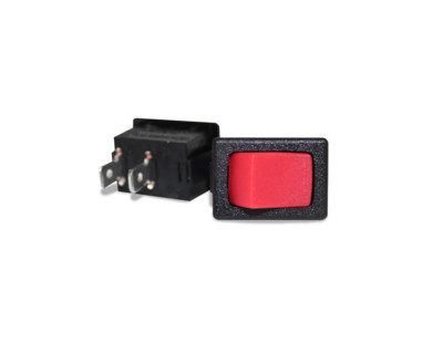 Rocker switch black w/red actuator 2P SPST 12.9 mm x 19.2 mm On-Off 20A 125VAC snap in .187″ QC non-illuminated for sale