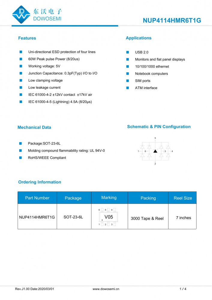 NUP4114HMR6T1G datasheet page 1