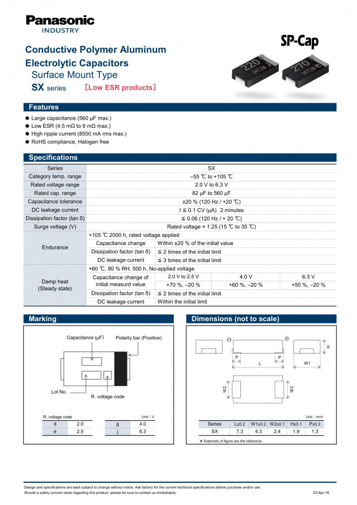 PANASONIC SX series document page 1