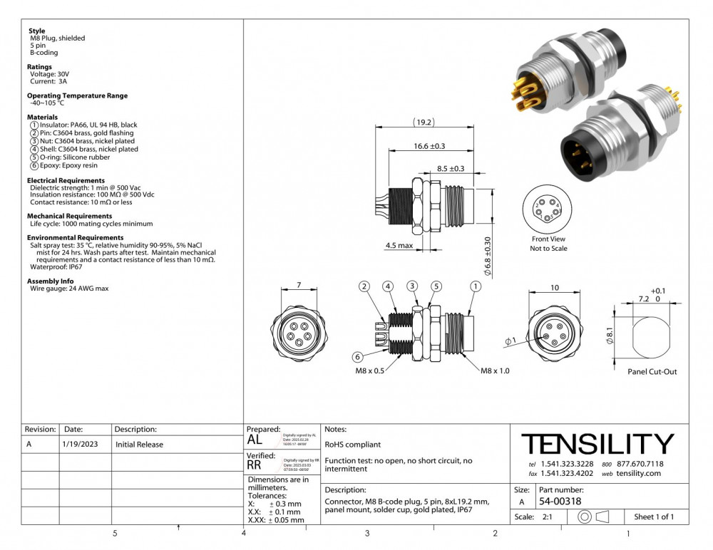 Tensility 54-00318 technical drawing preview