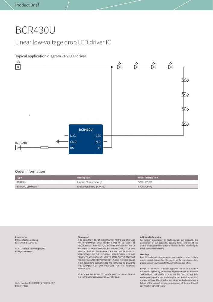 BCR430U product brief page 2