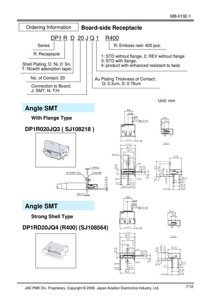 JAE DP1 Series document page 7