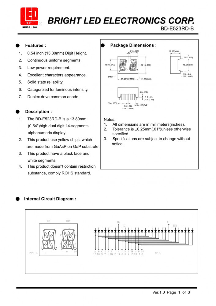 BD-E523RD-B datasheet page 1