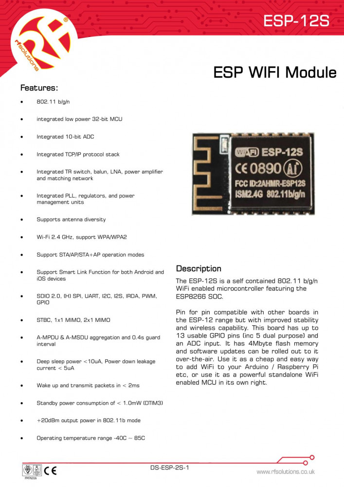 ESP-12SR technical document page 1