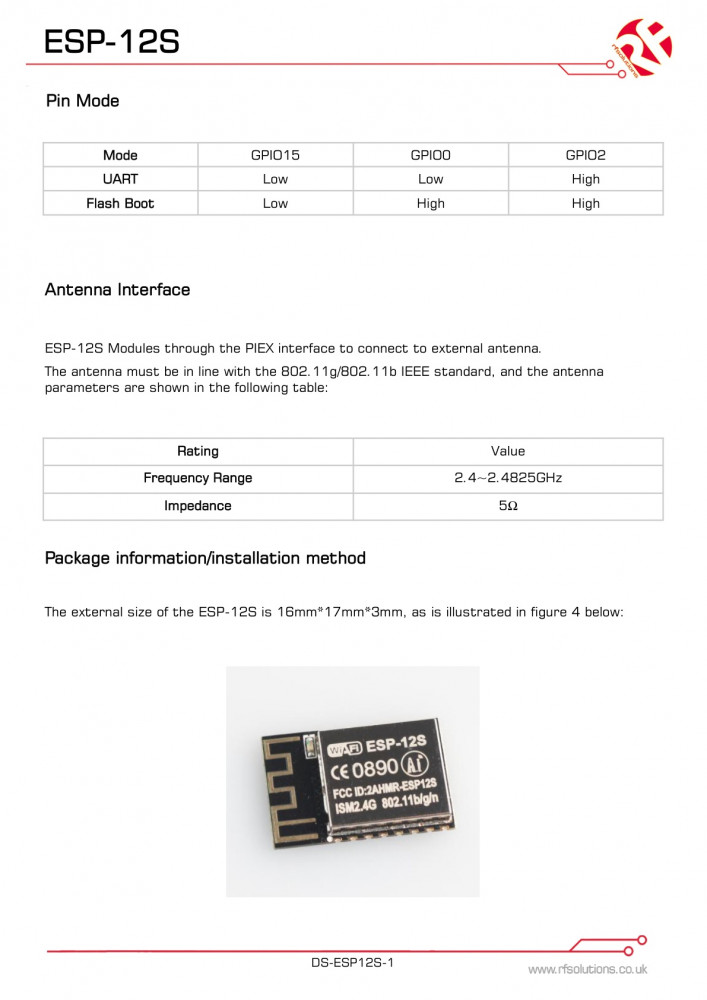 ESP-12SR technical document page 7