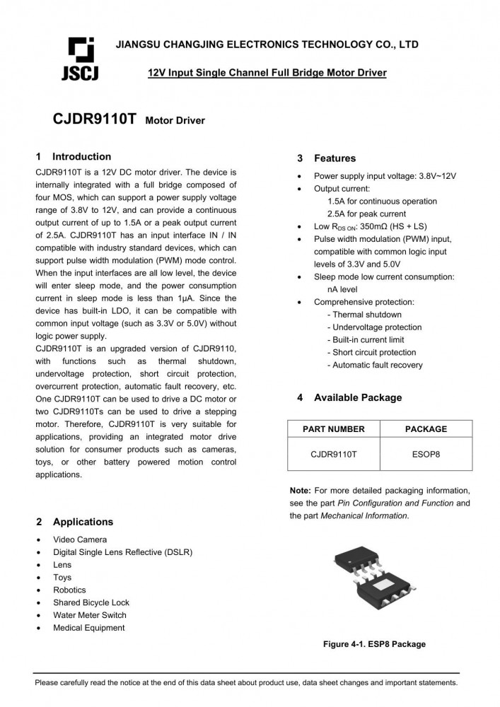 CJDR9110T datasheet page 1