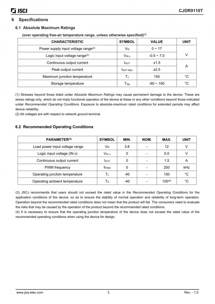 CJDR9110T datasheet page 3