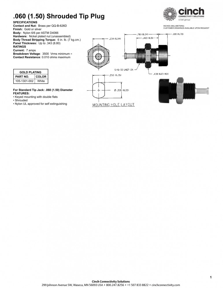 Bel Fuse 105-1301-002 technical document preview