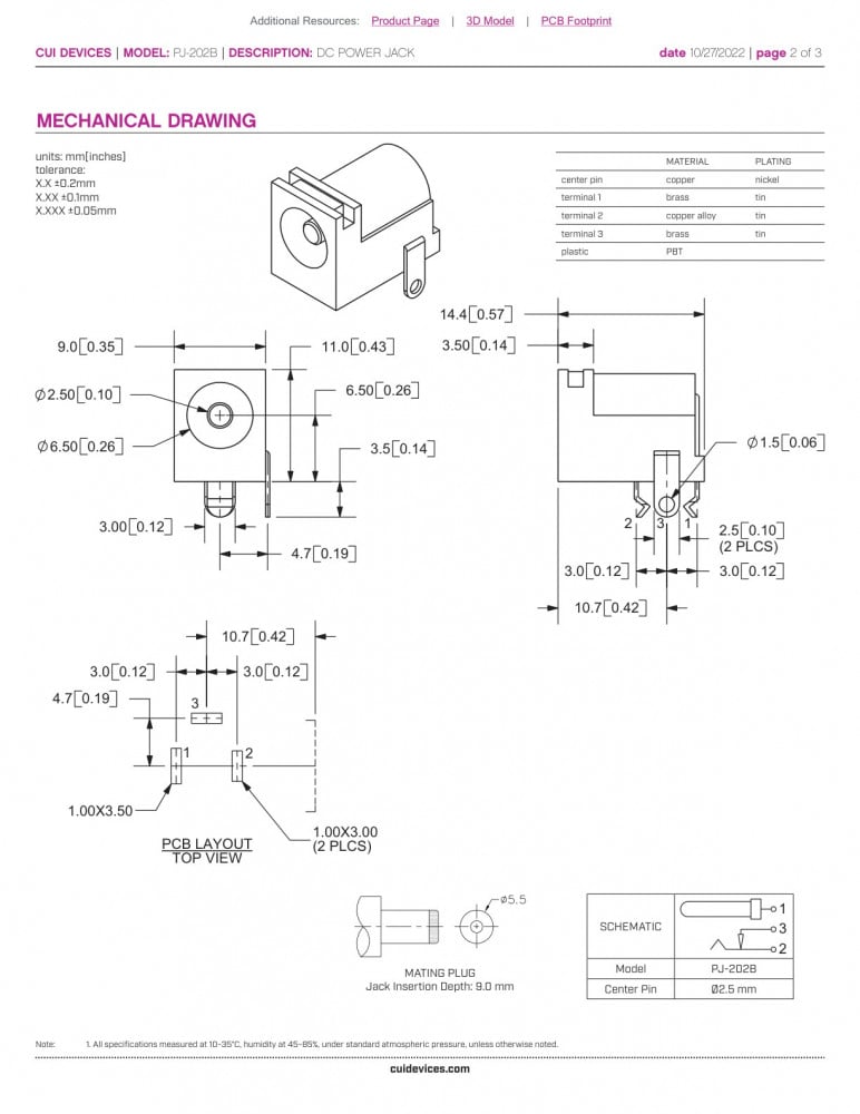 CUI PJ-202B datasheet page 2
