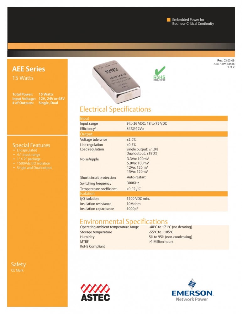 AEE Series datasheet page 1