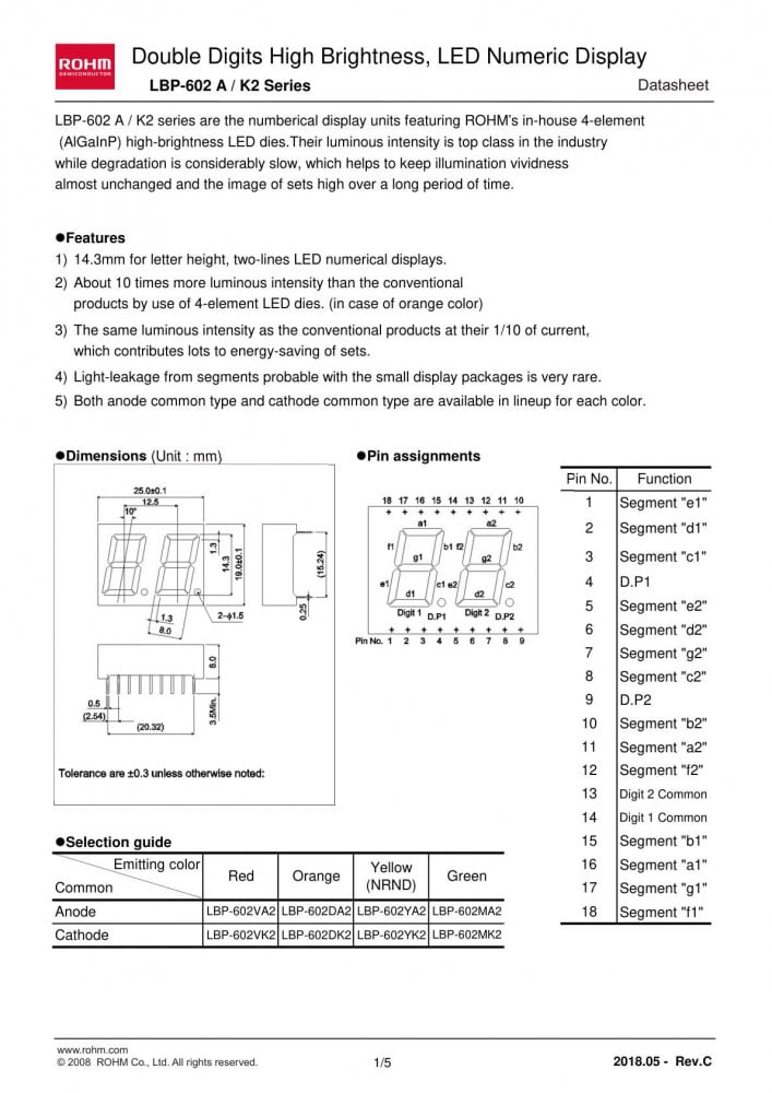 LBP-602MK2 datasheet page 1