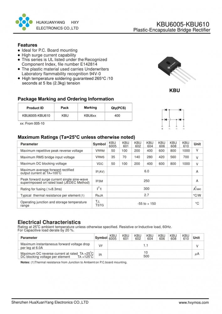 KBU610 datasheet page 1