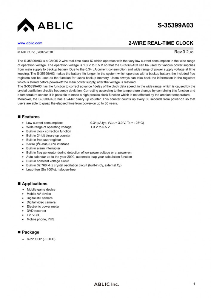S-35399A03 datasheet page 1